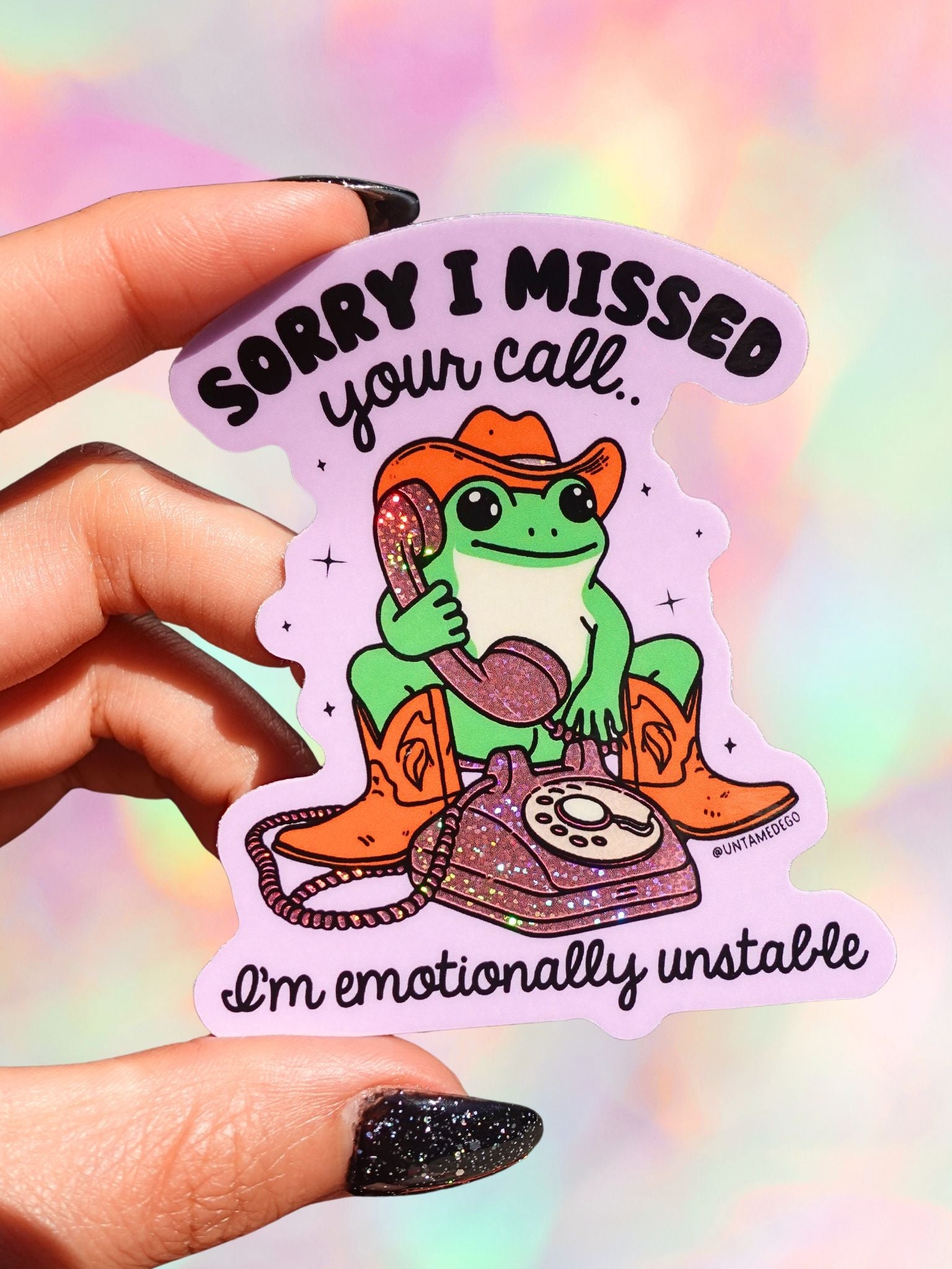 Sorry I Missed Your Call – Cowboy Frog Glitter Vinyl Sticker – Shut Up ...