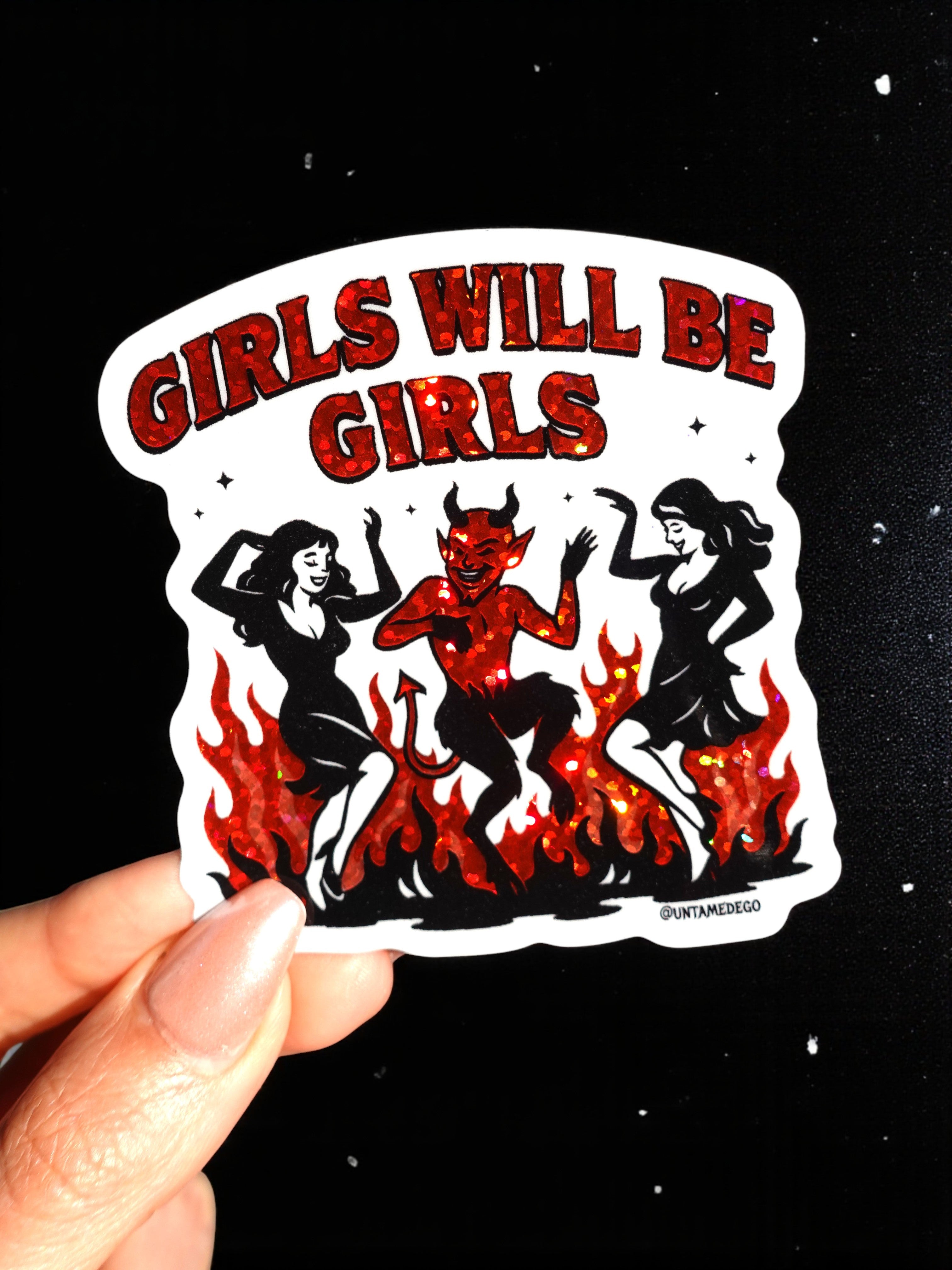Girls Will Be Girls Sticker – Feminist Retro Glitter Vinyl Sticker ...