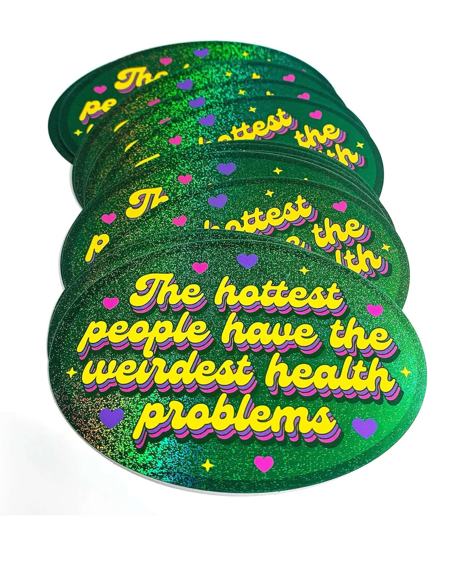 Holographic Glitter Oval Sticker – Weirdest Health Problems Sticker ...